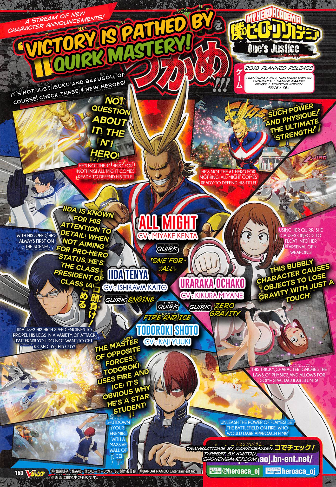 My Hero Academia: One's Justice confirma a Todoroki, Iida y Uraraka