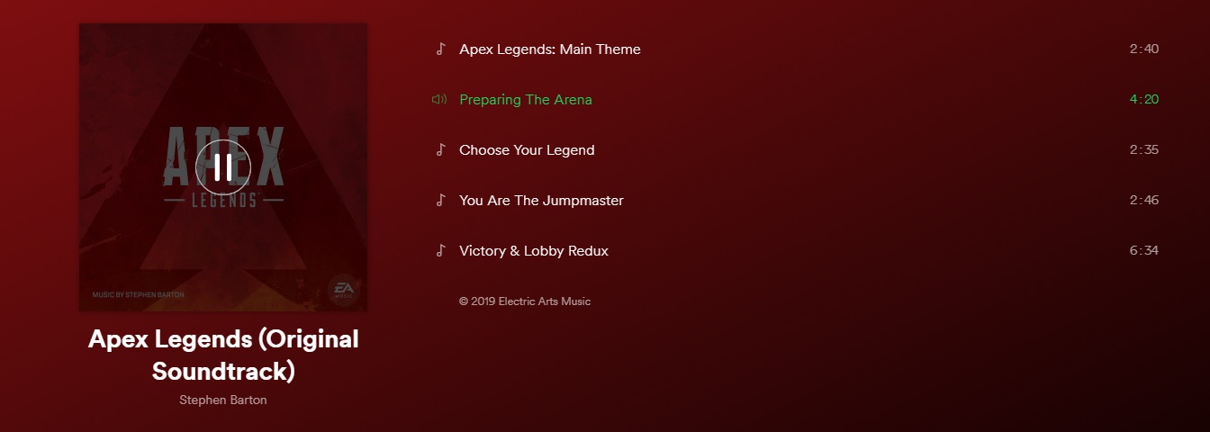 El soundtrack de Apex Legends ya se encuentra disponible en Spotify