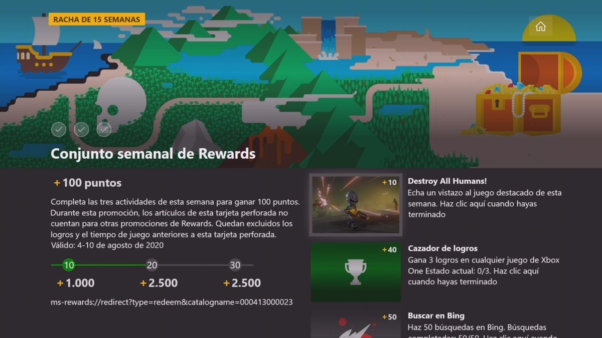 Microsoft Rewards renueva las tareas y misiones mensuales y semanales